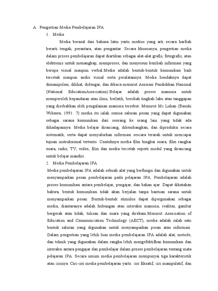 Pengertian Dan Prinsip Pengembangan Media Pembelajaran IPA | PDF