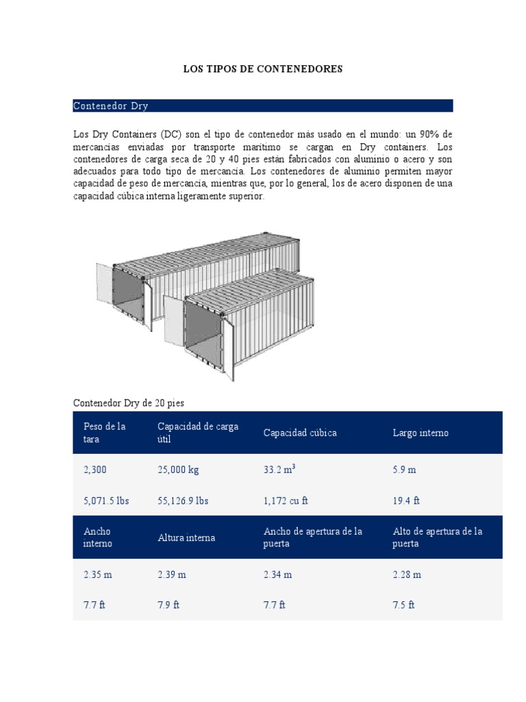 Los Tipos de Contenedores | PDF | Comercio | Metrología