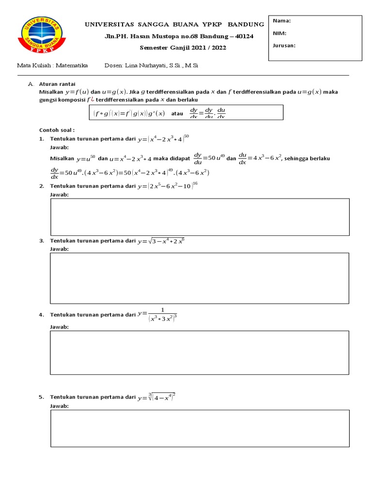 P9. Turunan - Tugas2 | PDF
