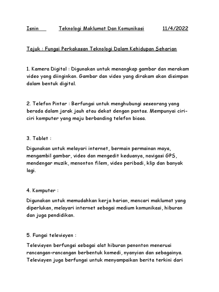 Fungsi Alatan Teknologi | PDF Fungsi Alatan Teknologi | PDF
