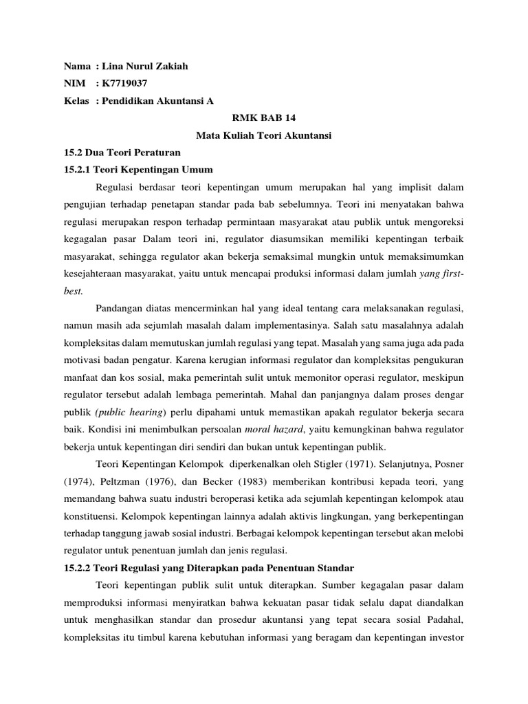 Lina Nurul Zakiah RMK Teori Akuntansi BAB 15 | PDF