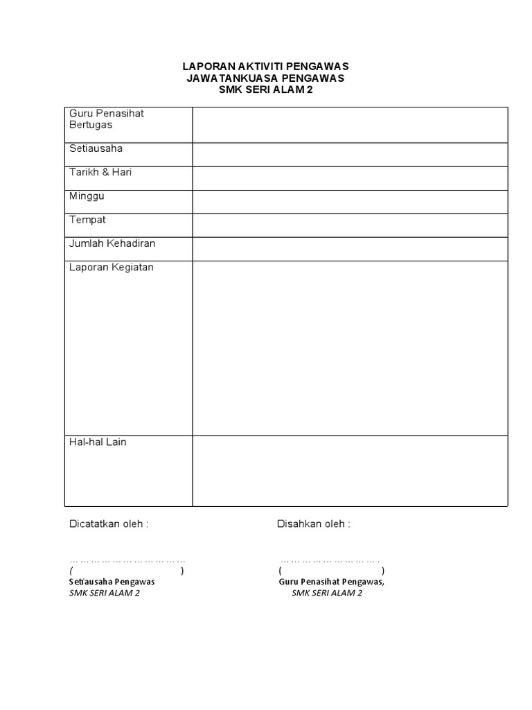 Laporan Aktiviti Pengawas | PDF