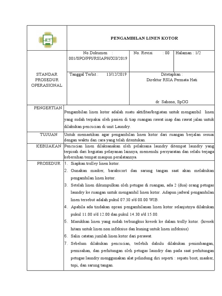 Sop Pengambilan Linen Kotor | PDF