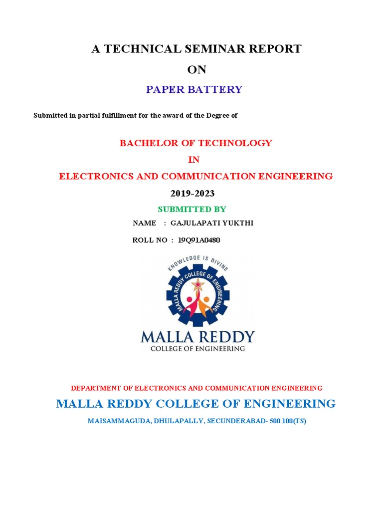 Paper Battery | PDF | Rechargeable Battery | Carbon Nanotube