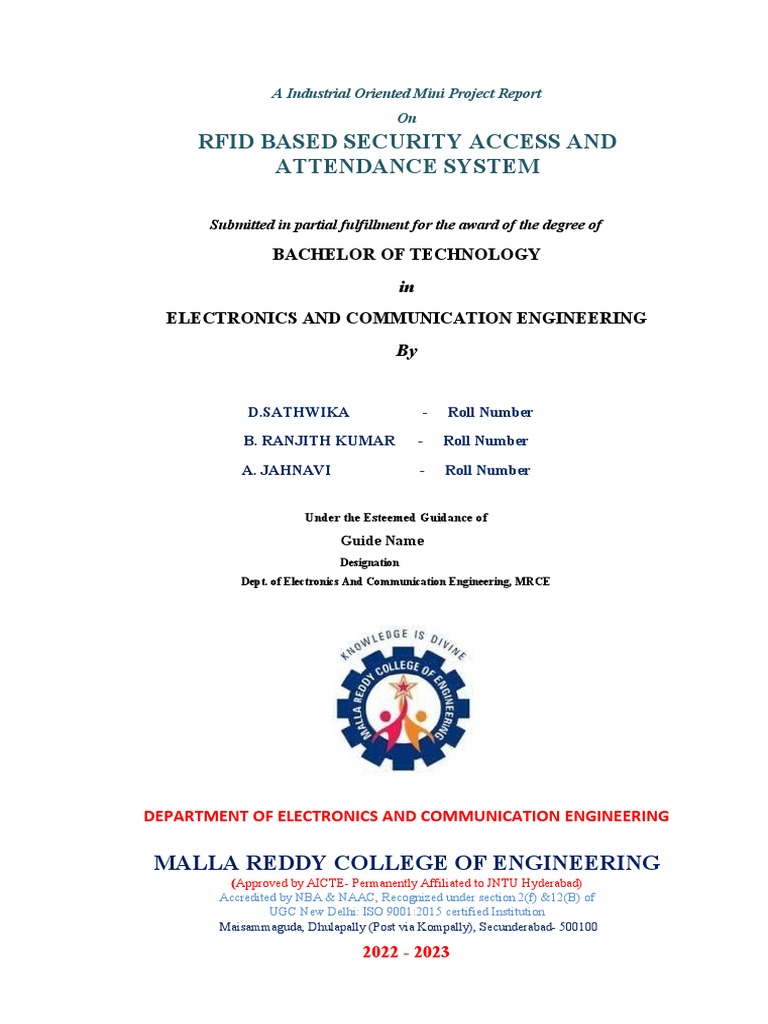 B.tech Mini Project Front Pages | PDF | Academic Degree | Educational Stages