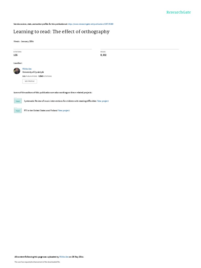 Learning To Read The Effect of Orthography | Download Free PDF ...