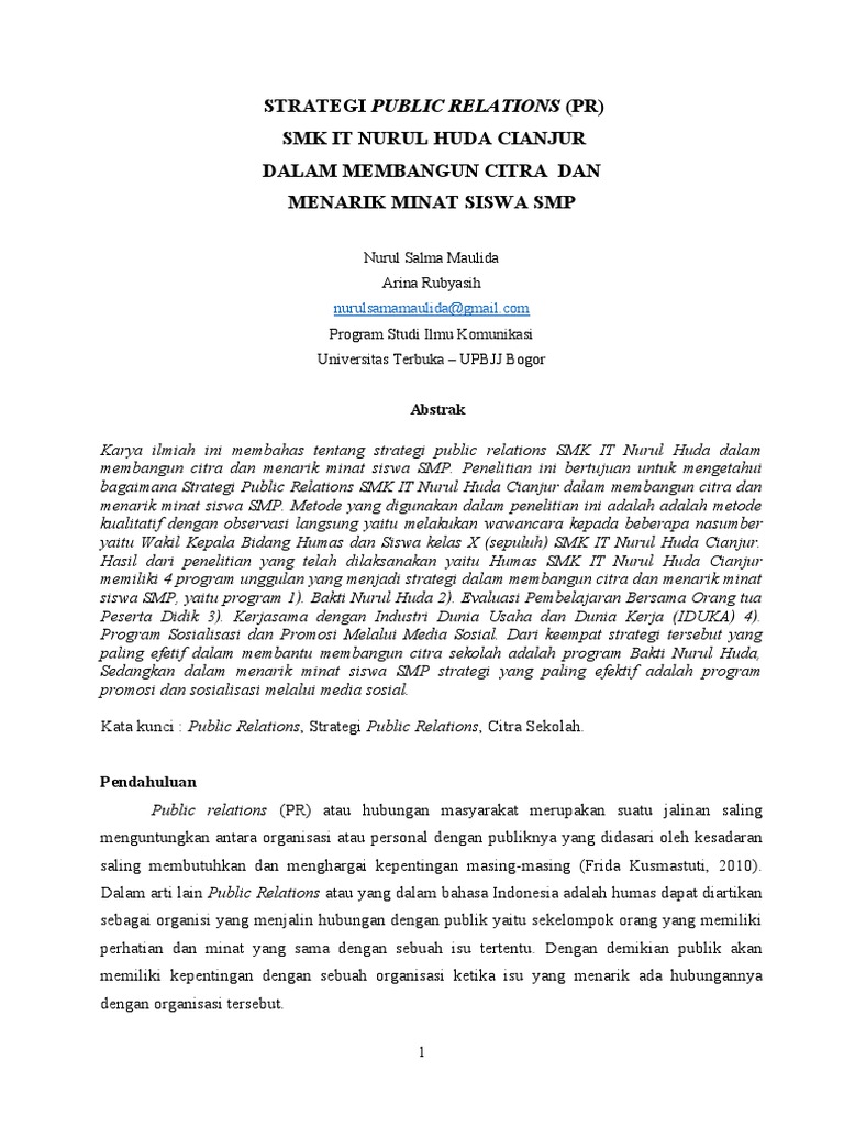 Draf Karya Ilmiah Strategi Humas | PDF | Karier & Perkembangan | Ilmu ...