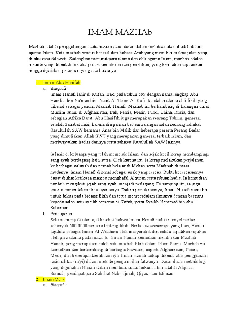 IMAM MAZHAb | PDF | Agama & Spiritualitas