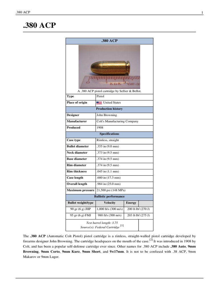 .380 Acp | PDF | Projectile Weapons | Firearms