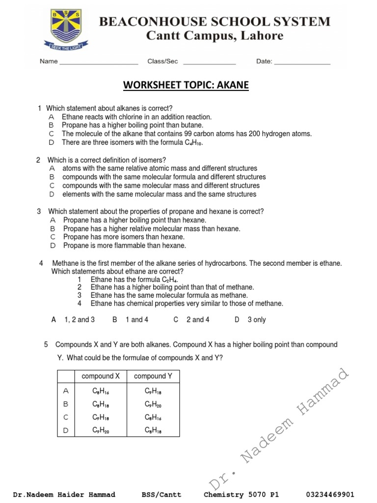Alkane Pdf Alkane Isomer