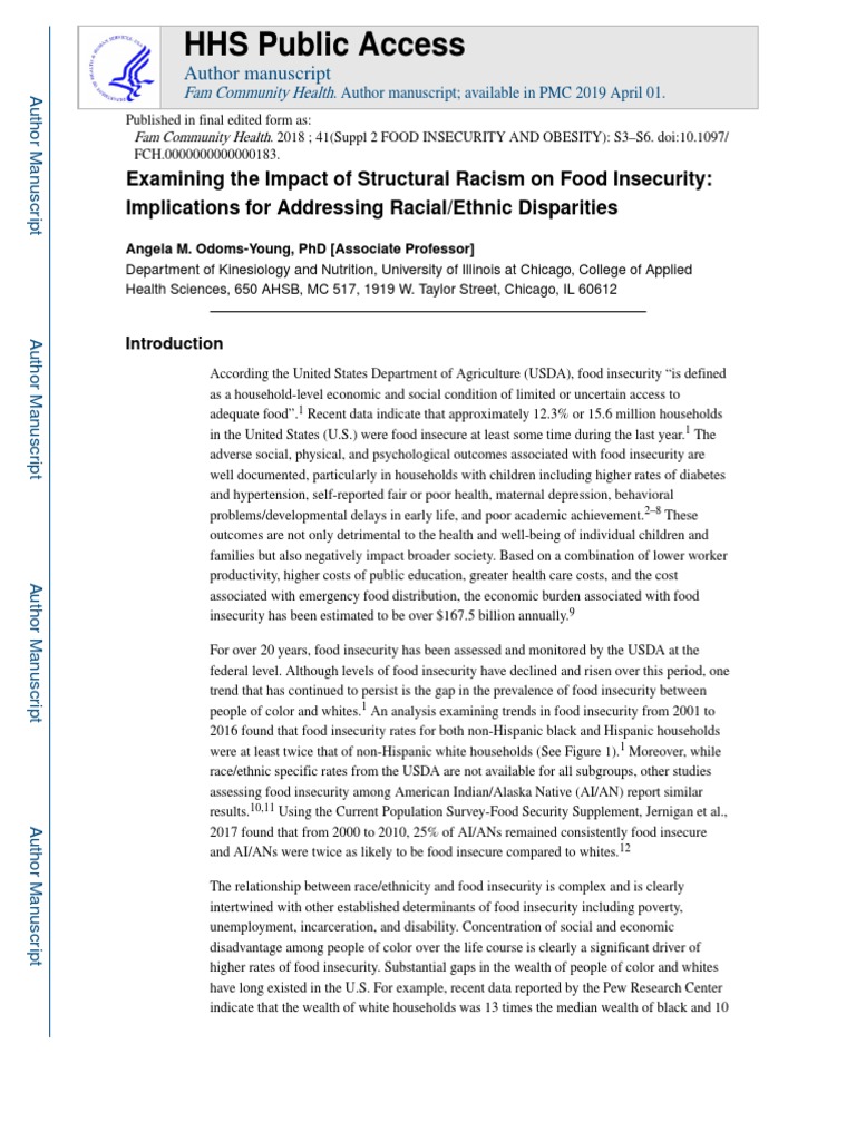 Examining The Impact of Structural Racism On Food Insecurity | PDF ...