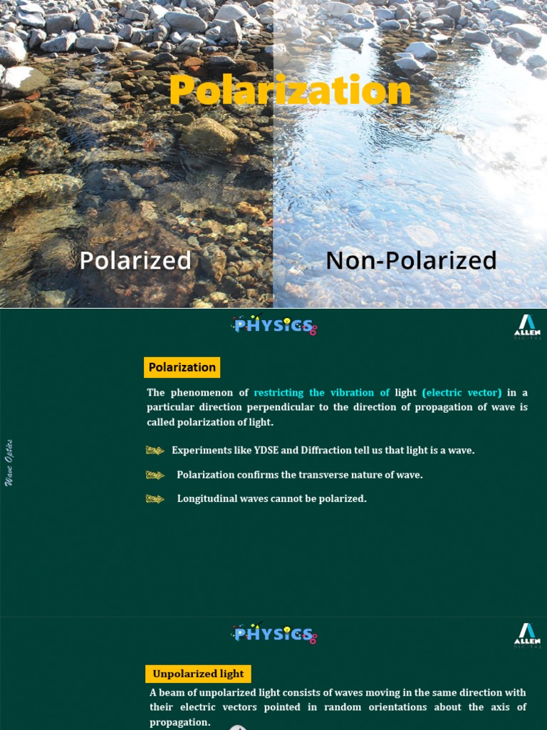 WAVE OPTICS L7 Polarisation | PDF | Polarization (Waves) | Optics
