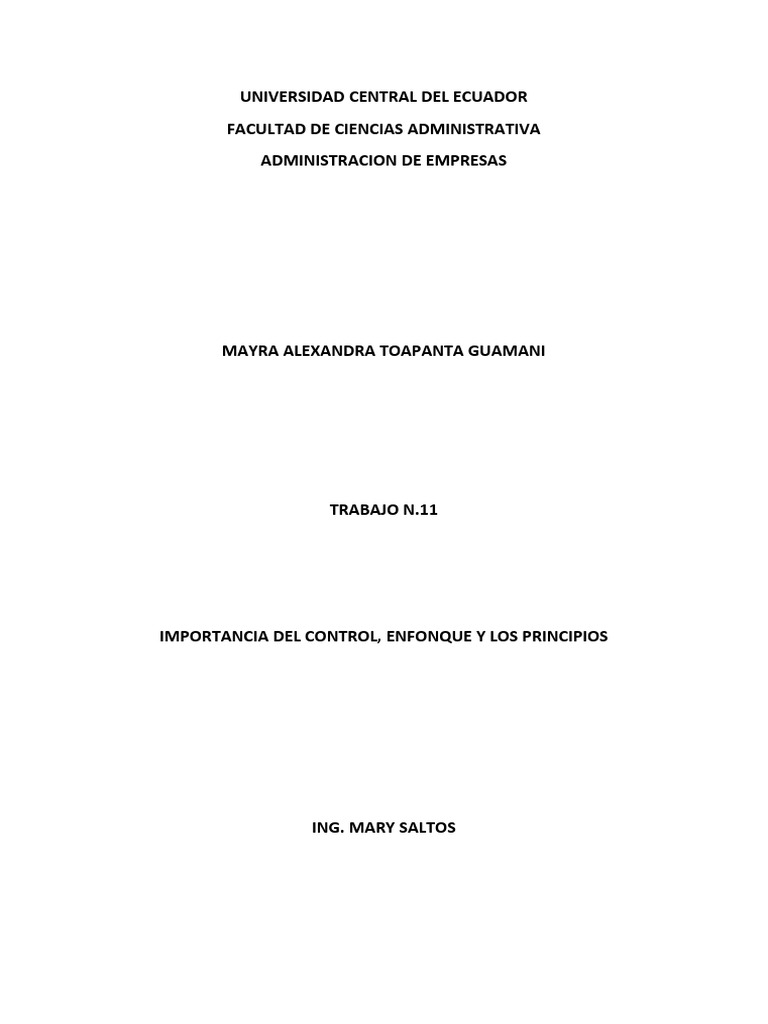 Control Importancia, Enfoques, Principios | PDF | Planificación | Business
