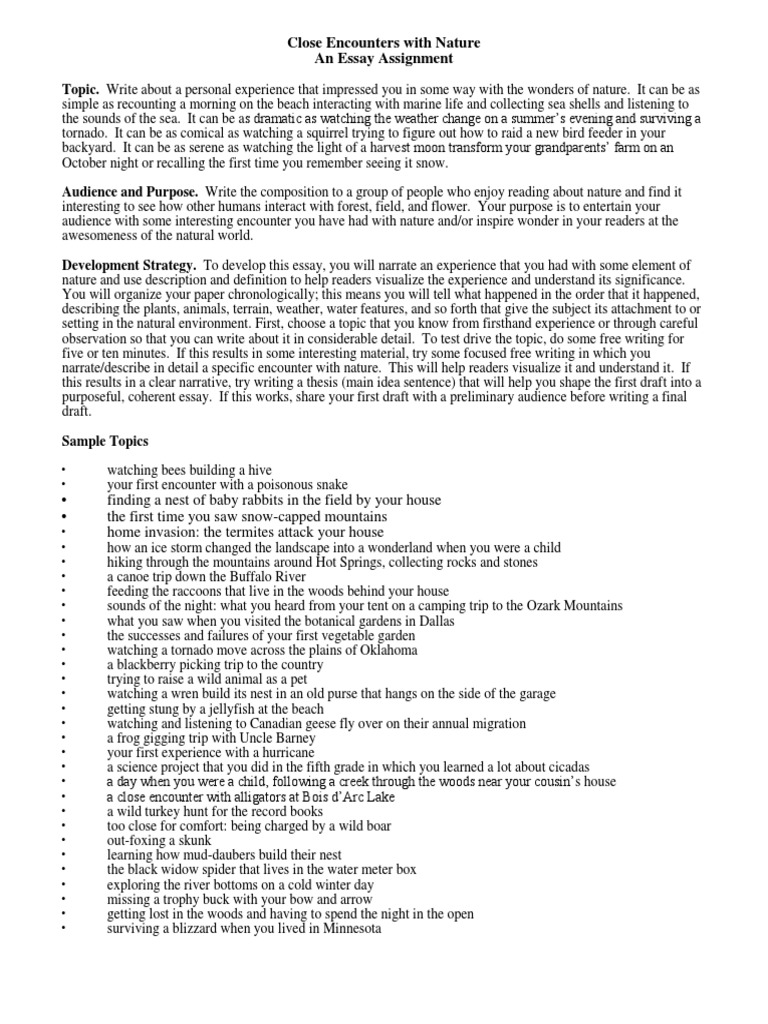 Essay Assign Nature | PDF | Nature | Essays