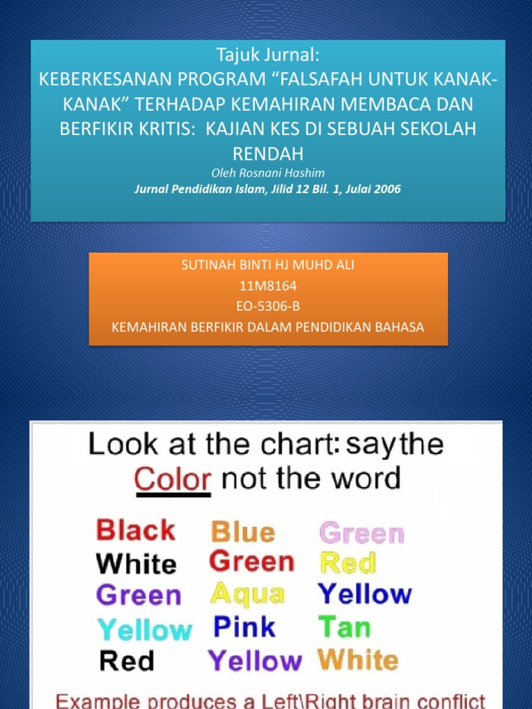 Keberkesanan Program E2809cfalsafah Untuk Kanak Kanake2809d Terhadap ...