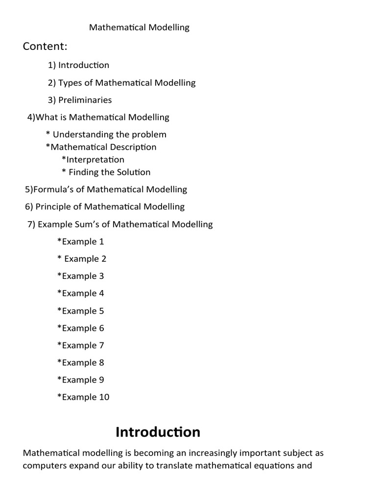 Mathematical Modelling Pdf Mathematical Model Mathematics
