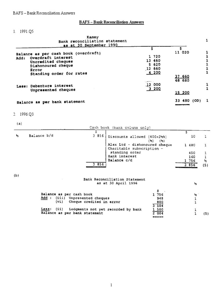 Bank Reconciliation - CE and DSE - Answer | PDF | Banks | Cheque