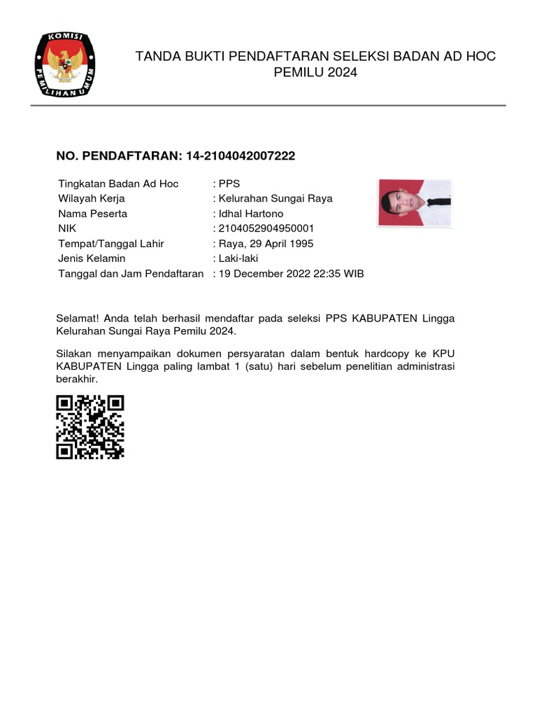 Bukti Pendaftaran PPS 2024 | PDF