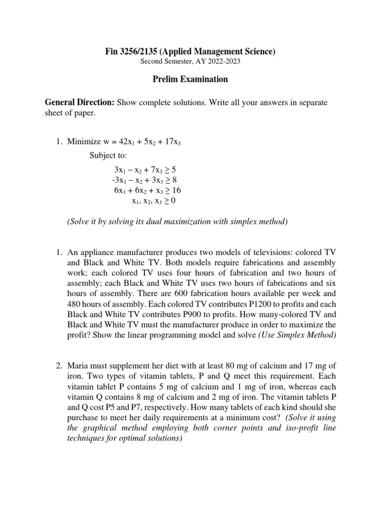 Exam (Prelim) | PDF Exam (Prelim) | PDF