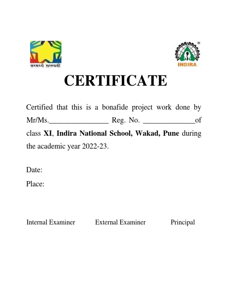Physics Project Certificate Page - XI | PDF