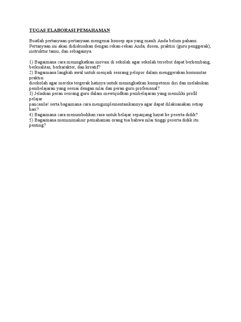 Elaborasi Pemahaman | PDF | Karier & Perkembangan | Pengembangan Diri