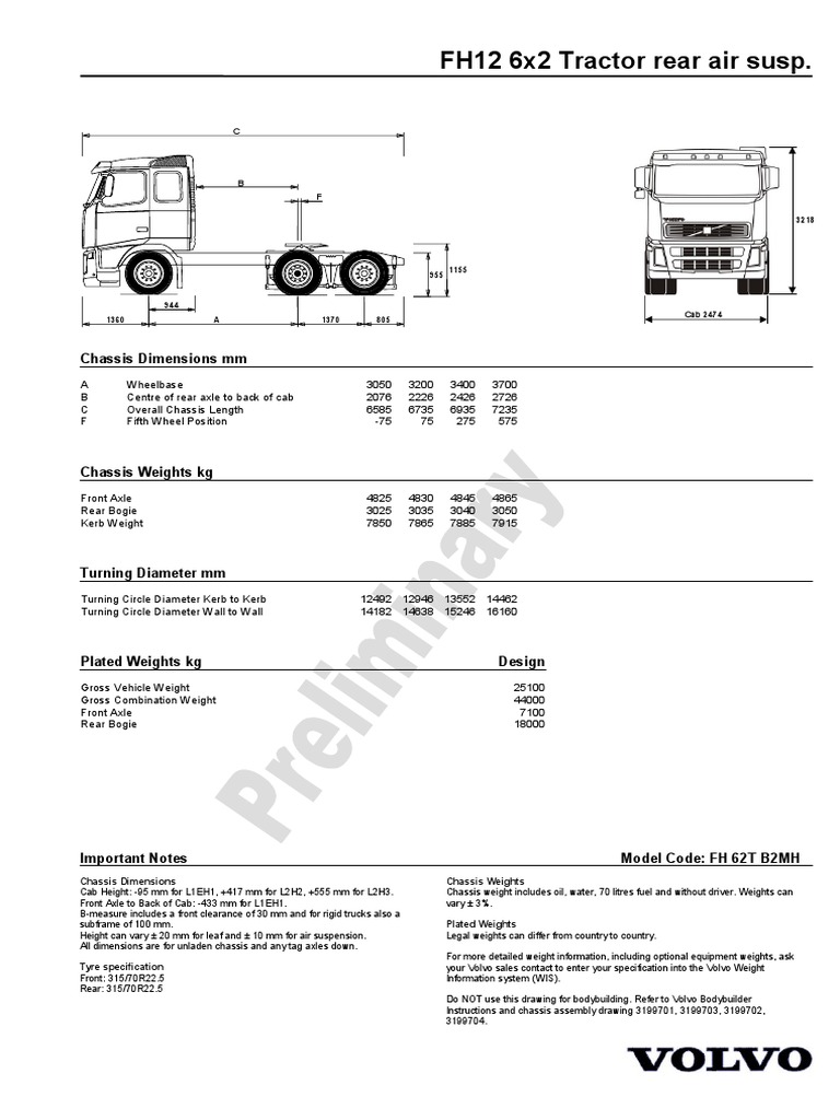 FH12 6x2 Tractor Rear Air Susp. - Volvo Truck Corporation | PDF | Truck ...