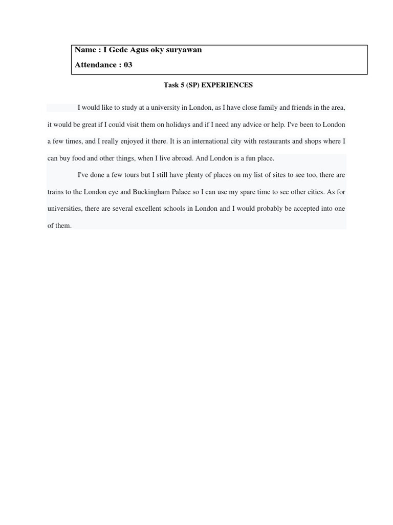 Studying And Living In London My Experience Pdf