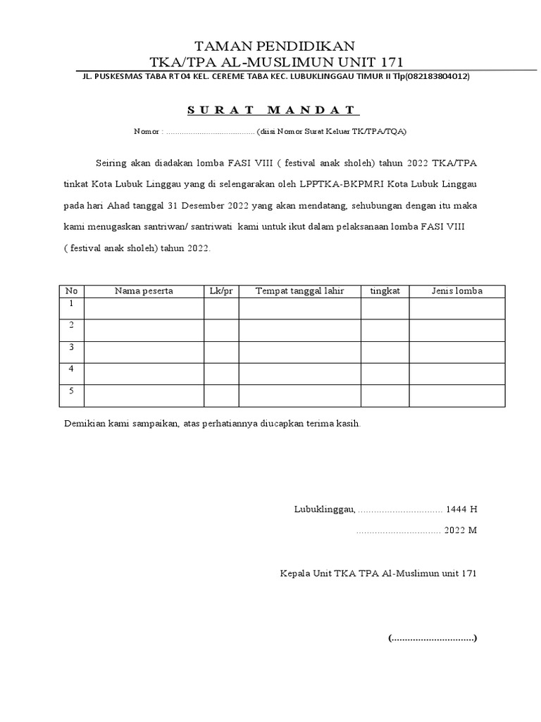 Surat Mandat | PDF