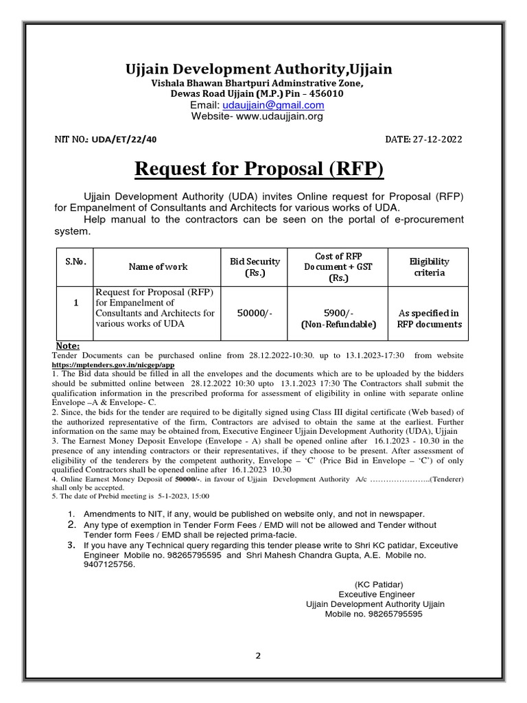RFP for Empanelment of Consultants | PDF | Request For Proposal ...
