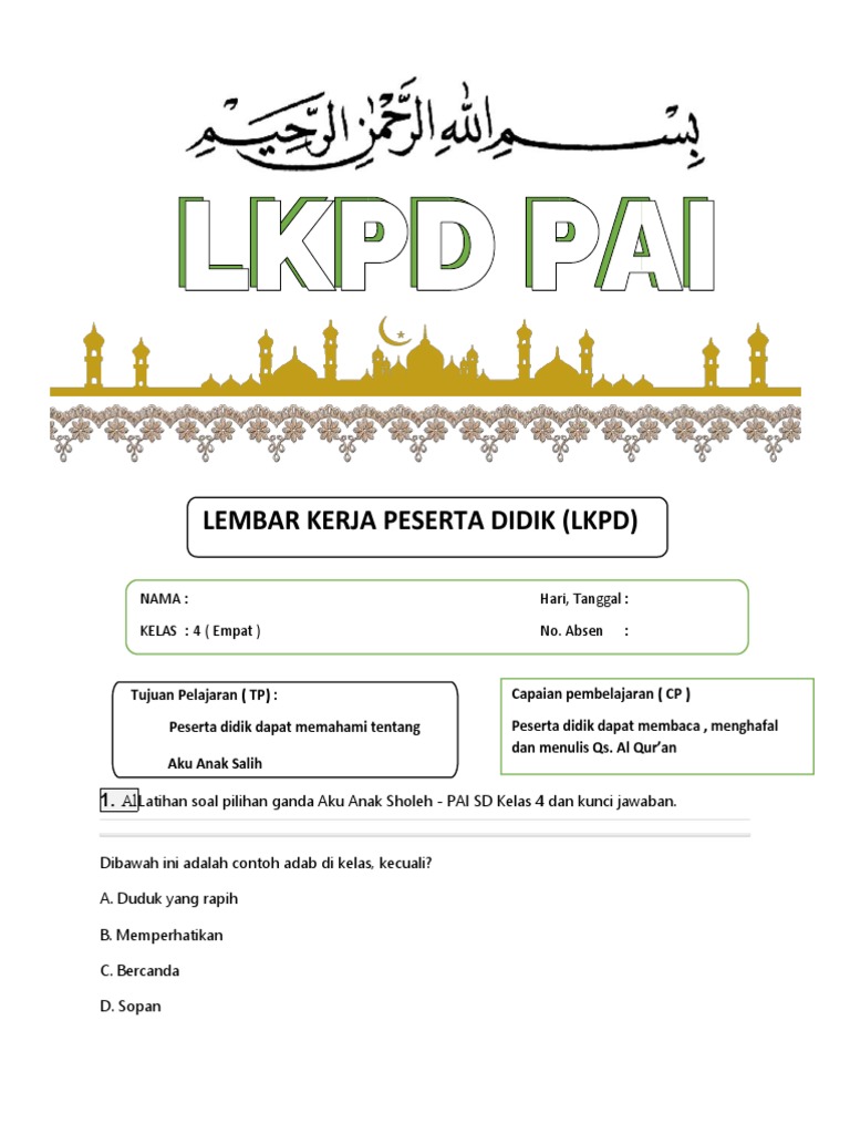 LKPD Aku Anak Salih | PDF | Karier & Perkembangan