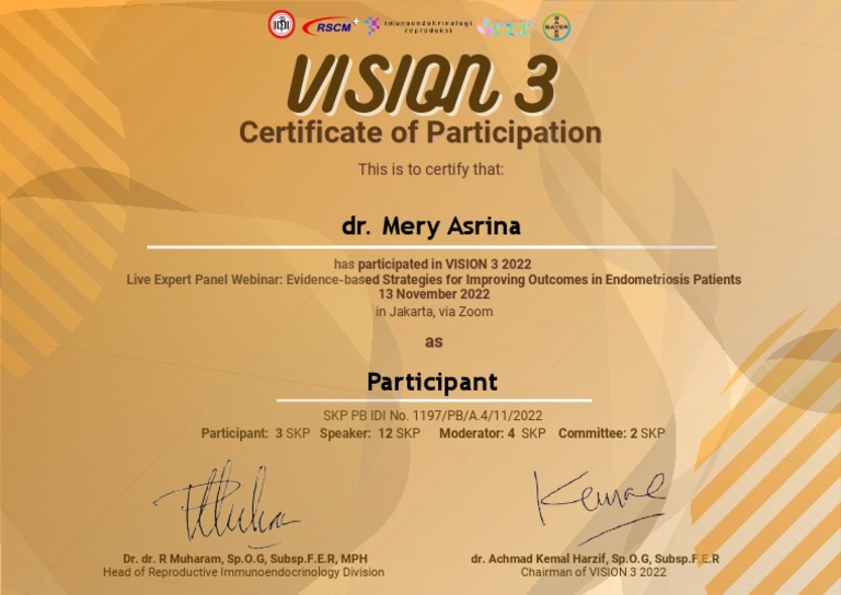 Endometriosis Webinar Participation Certificate | PDF | Science ...