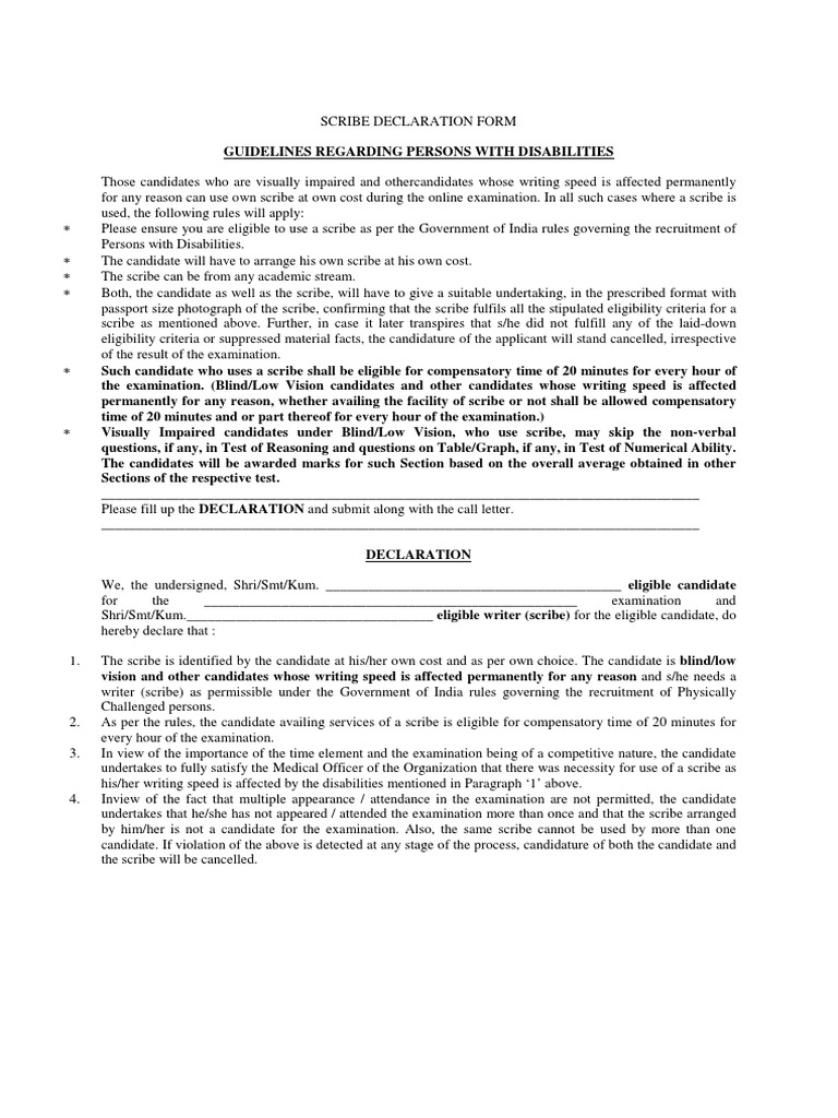 Scribe Form | PDF | Visual Impairment | Government