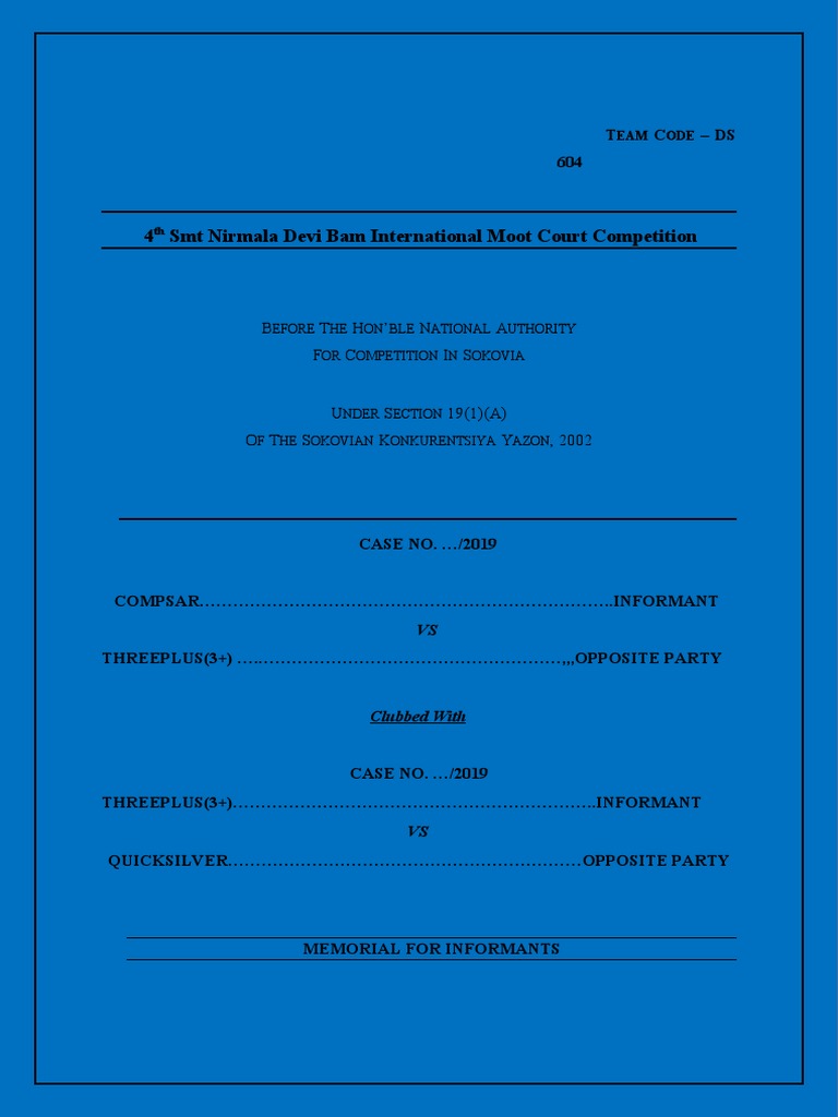 4th Smt. Nirmala Devi Bam International Moot Court Competition ...