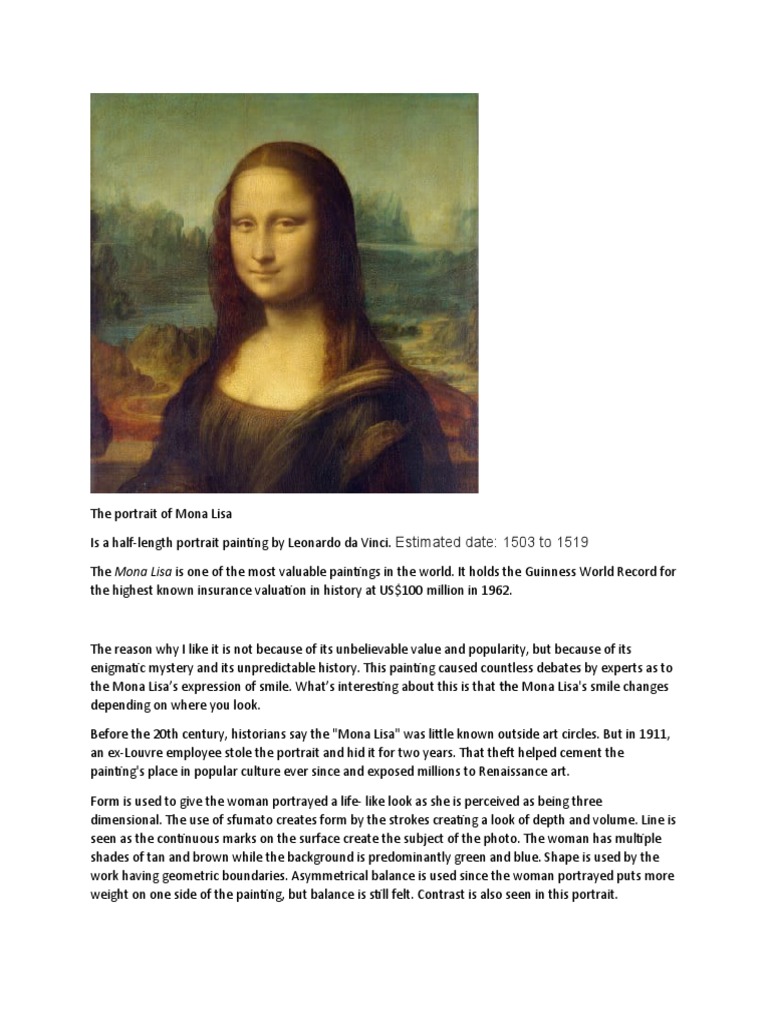 The Portrait of Mona Lisa | PDF