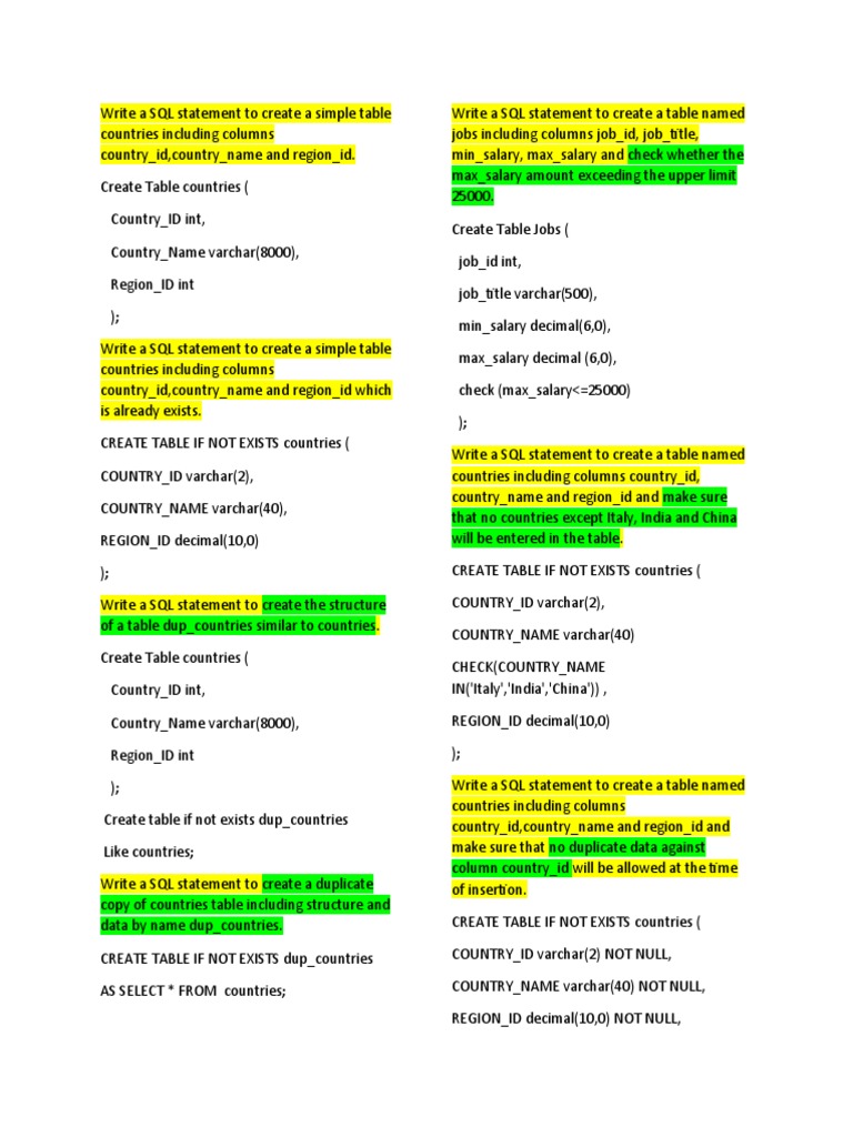 SQ L Codes Example | Download Free PDF | Table (Database) | Data