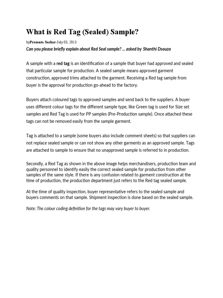 What Is Red Tag | PDF | Business