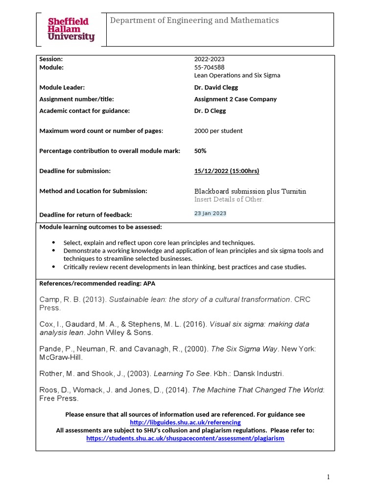 Ass 2 Lean Mayflower Engineering B 22 - 23 (2) - Tagged | PDF | Concept | Knowledge