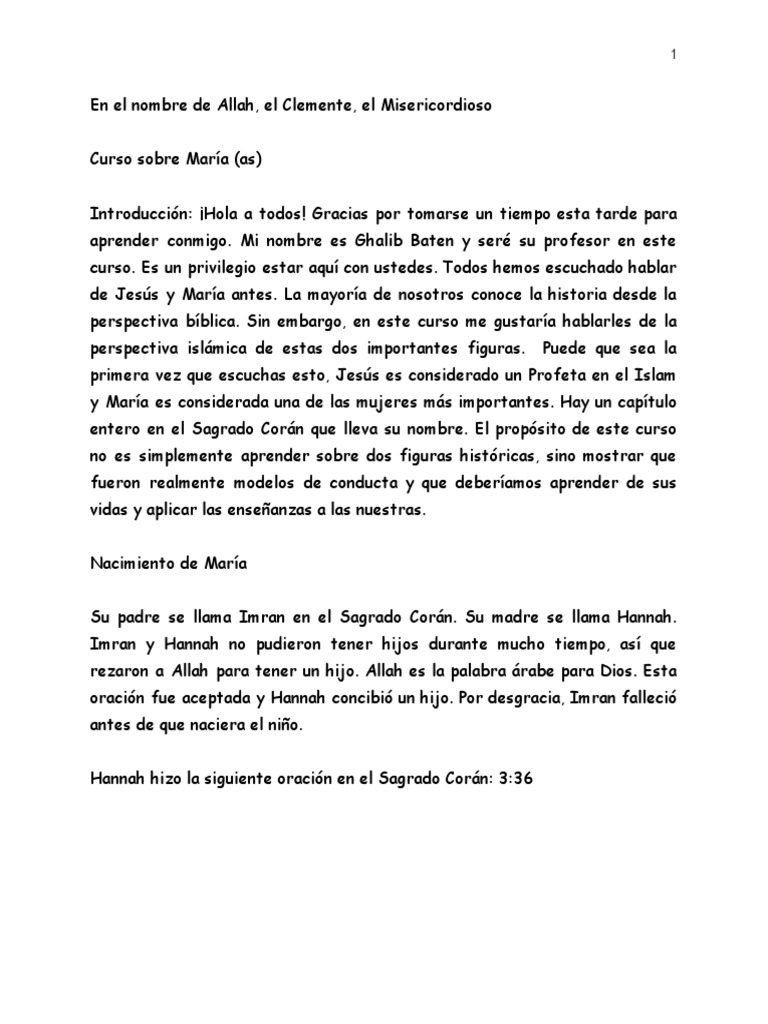 Curso Sobre Jesus y Maria Clase #1-2 | PDF | María, madre de Jesús | Jesús