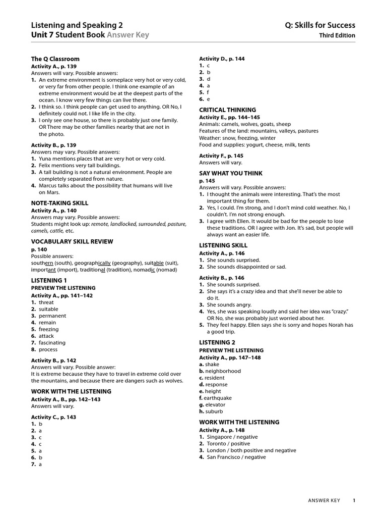 Q3e LS2 U07 AnswerKey | PDF