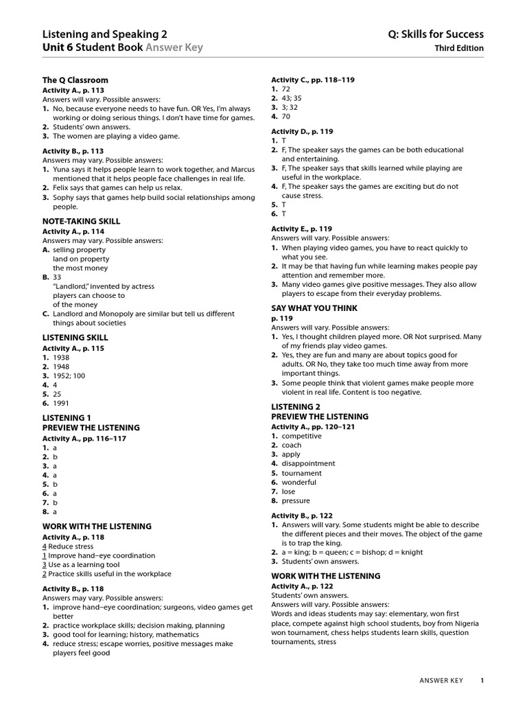 Q3e LS2 U06 AnswerKey | PDF | Schools | Stress (Linguistics)