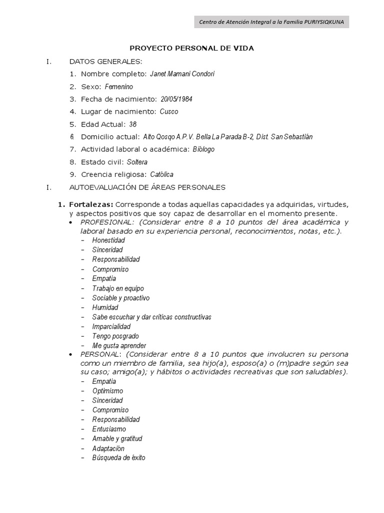 Proyecto Personal de Vida - Janet | Descargar gratis PDF | Marketing ...