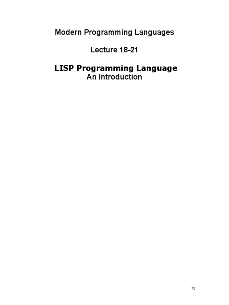 Modern Programming Languages - 18-21 - LISP | PDF | Programming Language | Array Data Structure