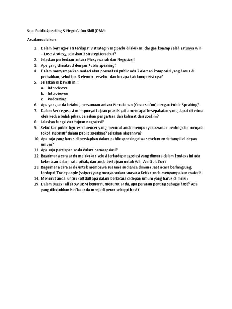 Soal Public Speaking | PDF