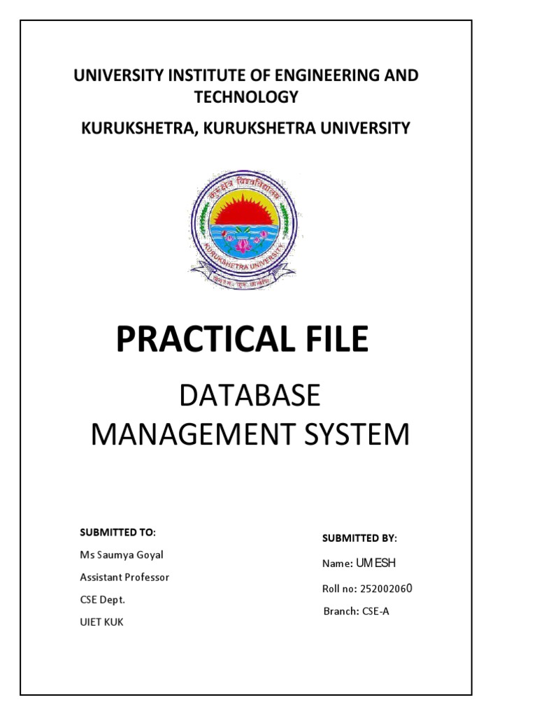 Practical File: Database Management System | PDF | Relational Database | Sql