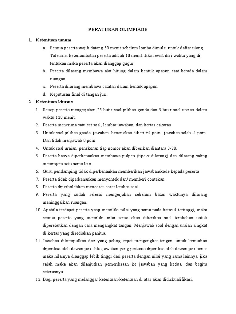Aturan Lomba Olimpiade | PDF