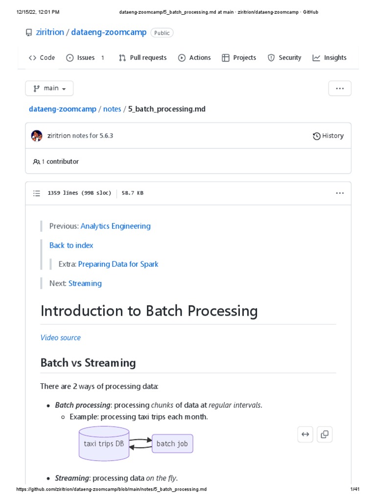 Dataeng-Zoomcamp - 5 - Batch - Processing - MD at Main Ziritrion ...