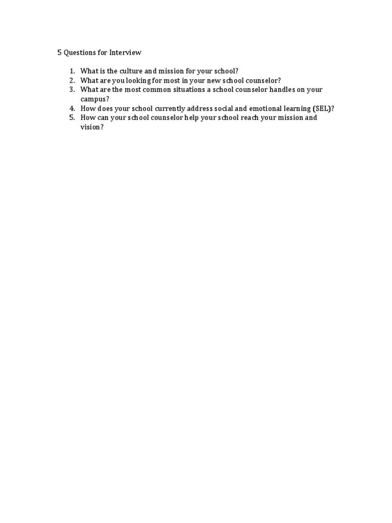 5 Questions For Interview PDF