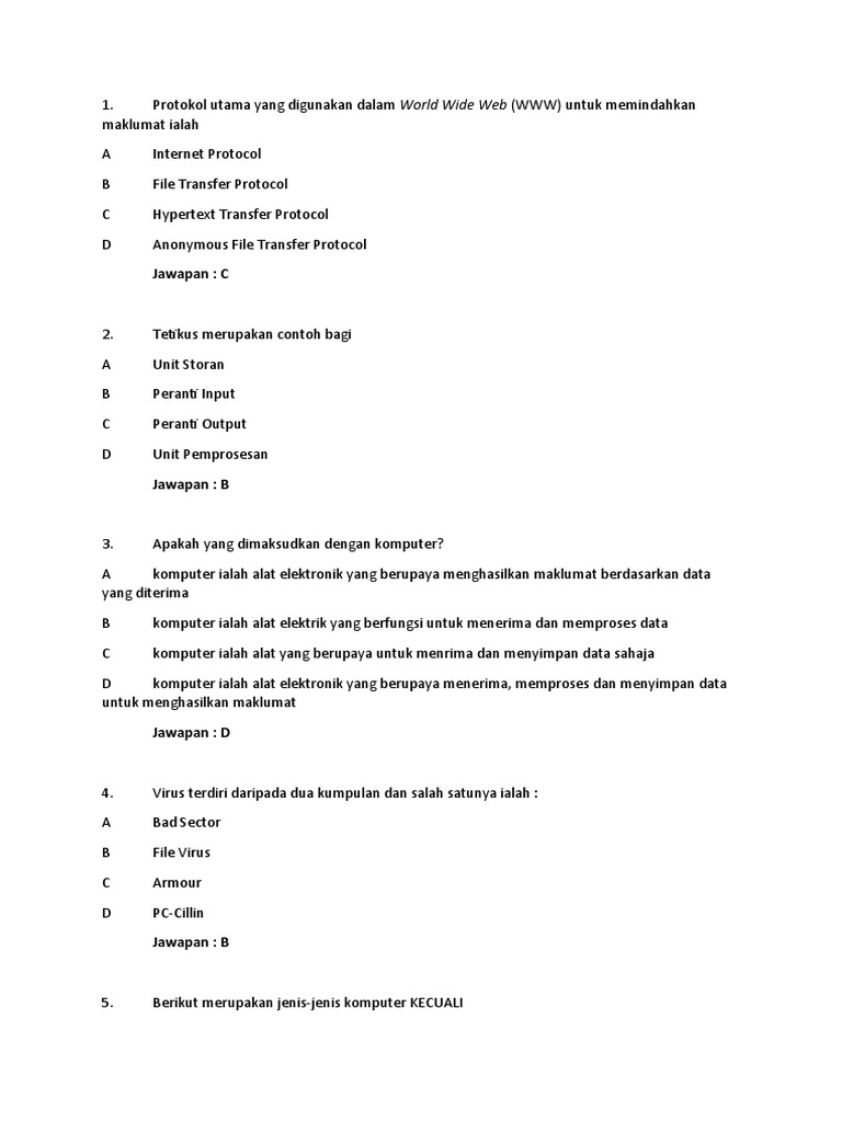Contoh Ict Soalan | PDF