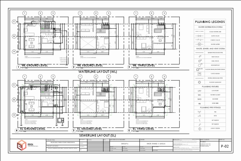 Waterline Layout (WL) : Plumbing Legends | Download Free PDF | Plumbing | Storm Drain