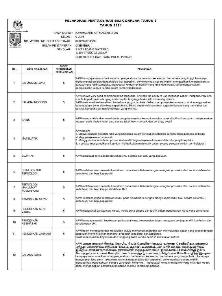 Laporan Penilaian Kinerja Kavi 2021 | PDF